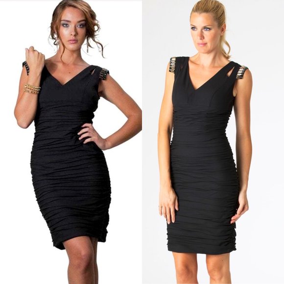 JS Collections | Dresses | Js Collections Embellished Cap Sleeve Ruched ...